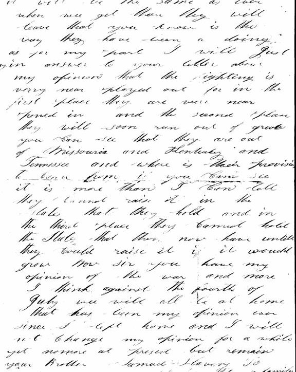 Samuel Slavens Civil War Letter.